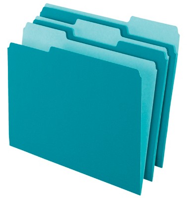 Pendaflex Two-tone File Folder, Letter Size, 1/3 Cut Tabs, Teal, Pack ...