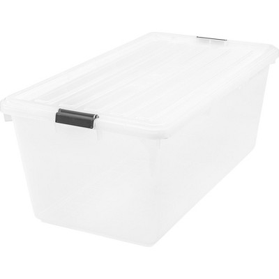 Iris Usa 91 Qt. Plastic Storage Bins With Lids, Clear, Latching ...
