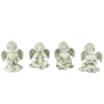 Northlight 4-piece Set Of Sitting Cherub Angel Outdoor Patio Garden ...