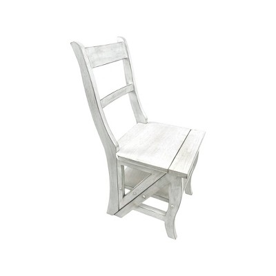 Carolina Living Folding Library Ladder Chair Antique White: Rubberwood ...