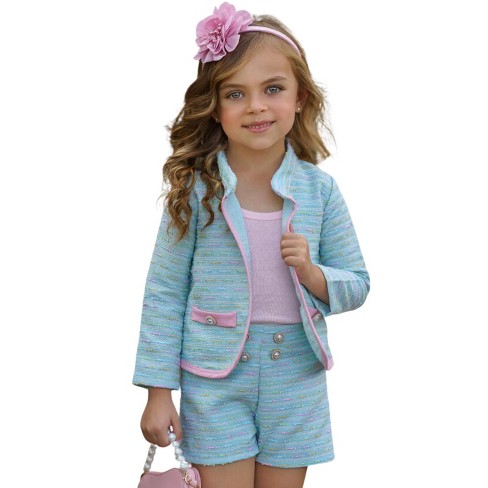 Admired Tweed Matching Blazer And Short Set - Mia Belle Girls, 2t/3t ...