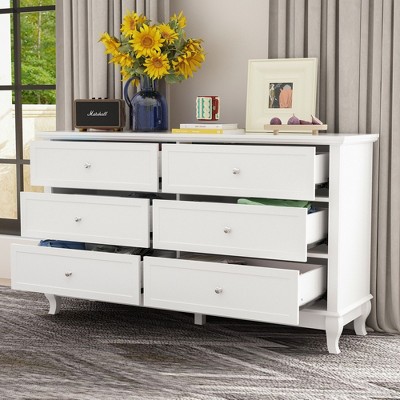 Famapy White 6 Drawers Dresser Drawer Storage Chest Of Drawers : Target