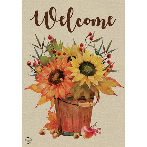 Fall Sunflowers Burlap House Flag 28" X 40" Briarwood Lane : Target