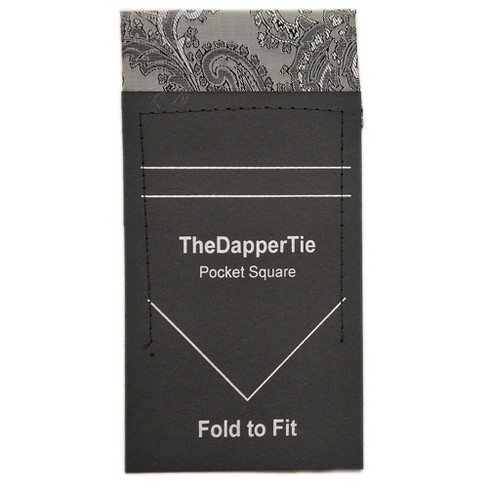 Thedappertie Men's Dark Grey Paisley Flat Pre Folded Pocket Square On ...