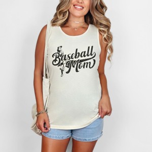 Baseball Mom Cursive Retro - Women's Garment Dyed Graphic Tank Top : Target
