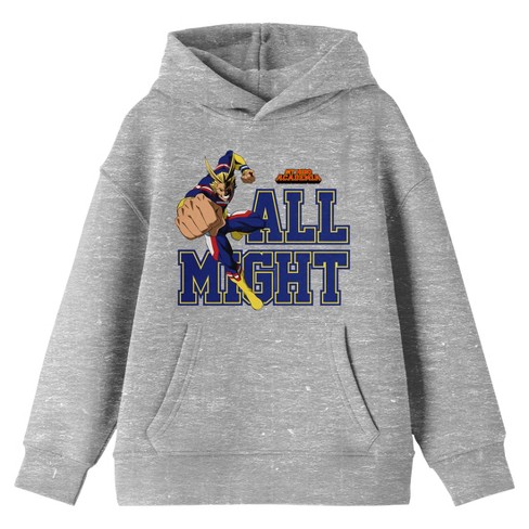 My Hero Academia All Might Collegiate Text Long Sleeve Athletic Heather ...