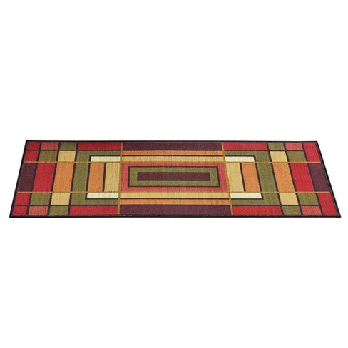 Collections Etc Elegant Color Block Skid-resistant Accent Rug 22" X 60 ...