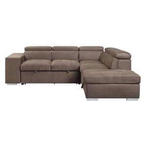 Acme Furniture 103" Acoose Sectional Sofa Brown Fabric: Linen ...