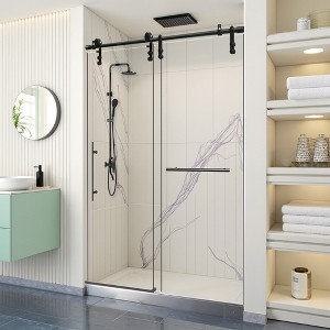 MAYEERTY 48x76in Frameless Sliding Shower Door, Stainless Steel ...