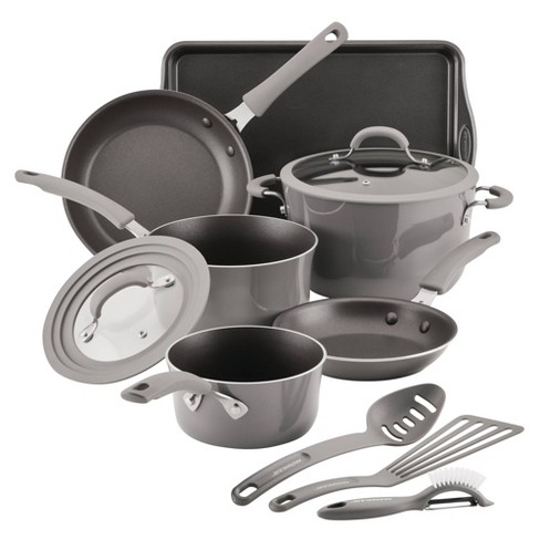 Rachel Ray Cook And Create 11pc Aluminum Non-stick Cookware Set Gray ...