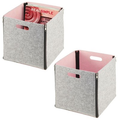 mDesign Felt Cube Bin Box with Zipper : Target