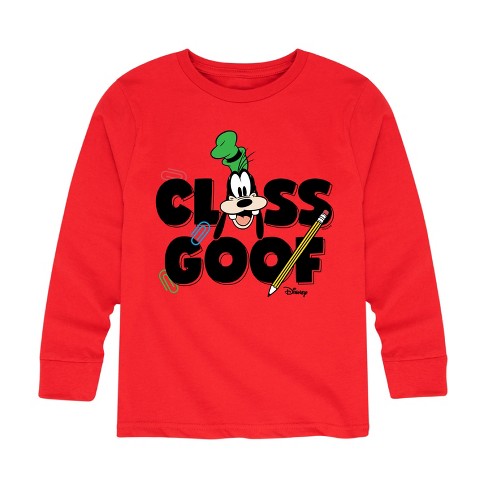 Boys' Disney Class Goof Long Sleeve Graphic T-shirt - Red - Small : Target