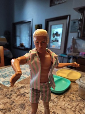 Barbie: The Movie Ken Doll Wearing Pastel Striped Beach Matching Set ...