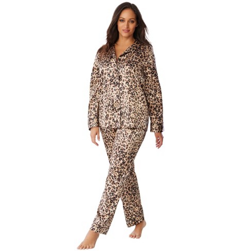 Amoureuse Women's Plus Size The Luxe Satin Pajama Set - 26/28, Leopard ...