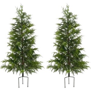3-foot-tall Artificial Luminous Christmas Cypress, Planted on the ...