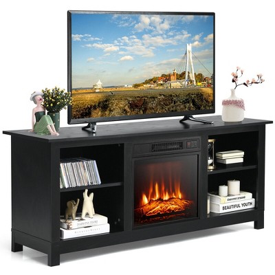 Costway 58'' 2-tier Fireplace Tv Stand W/18'' 1400w Electric Fireplace ...