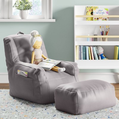 Sensory Friendly Kids' Chair With Ottoman Gray - Pillowfort™ : Target