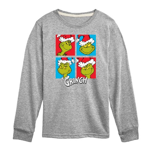 Boys' Dr. Seuss The Grinch Christmas Grinch Grid Long Sleeve Graphic T ...