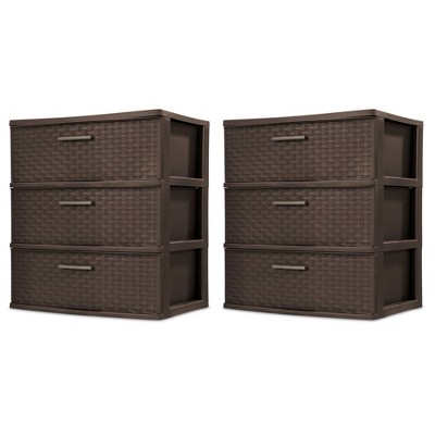 Sterilite 3 Drawer Storage Tower, Plastic Decorative Weave Organizer ...