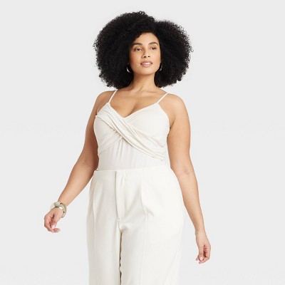 Women's Double-scoop Bodysuit - A New Day™ White 4x : Target