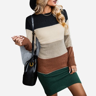 Women's Striped Long Sleeve Sweater Dress - Cupshe : Target