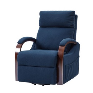 Noemi Upholstered Lift Assist Power Recliner Chair with Wood Arms ...