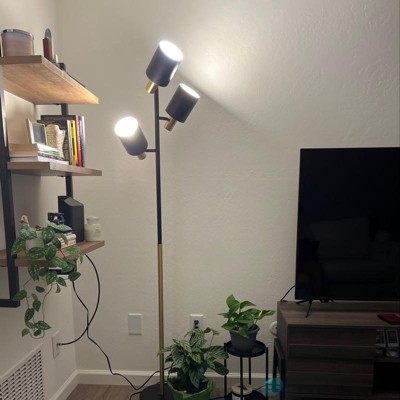 67" Fiona 3-light Matte Black Track Tree Lamp With Matte Brass Accents ...