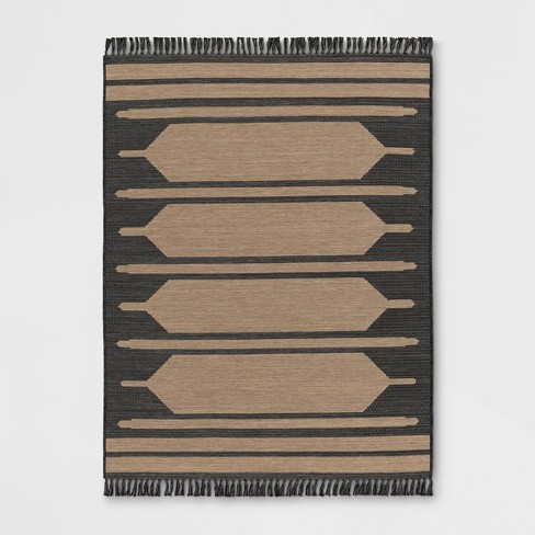 5'x7' Desert Stripe Outdoor Rug Tan/black - Threshold™ : Target