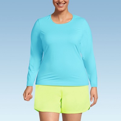 Lands' End Women's Plus Size Long Sleeve Relaxed Upf 50 Rash Guard - 2x ...