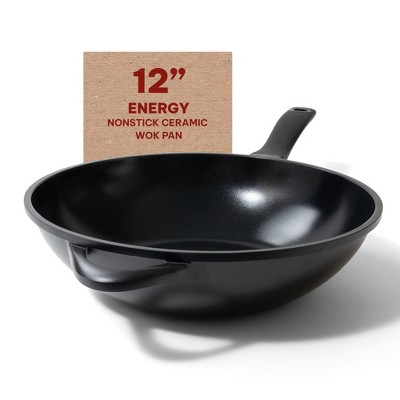 Oxo 12" Steel Open Wok With Silicone Sleeve Black: Carbon Steel Pan, 12 ...