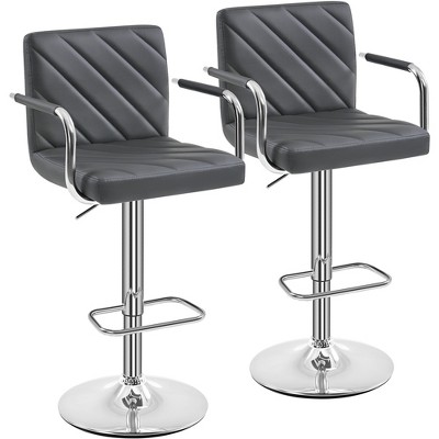 Yaheetech Set Of 2 faux Leather Bar Stools With Backrest And Footrest ...