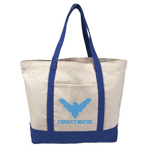 Batman Nightwing Logo Canvas Tote Bag With External Pocket, Reusable ...