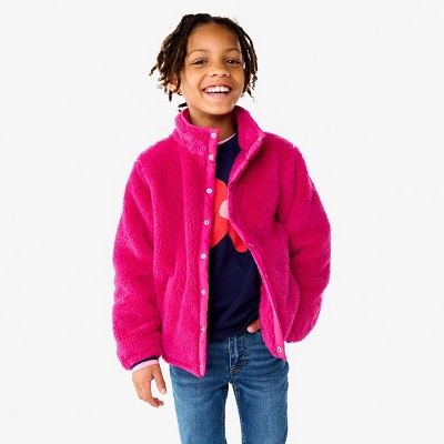 Primary Kids Teddy Fleece Jacket in Raspberry Size 4 : Target