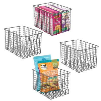 Mdesign Classico Metal Wire Food Storage Organizer Basket With Built-in ...
