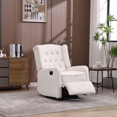 White Swivel Rocking Recliner Chair,360°Swivel Nursery Rocking Chair ...