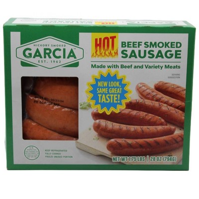 Garcia Beef Smoked Hot Sausage - 28oz : Target
