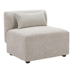HomeStock 27.6 in H Greige Finish Square Wood Frame Straight Armchair ...