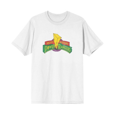 Power Rangers Action Pose Adult White Crew Neck Short Sleeve T-shirt-xs ...
