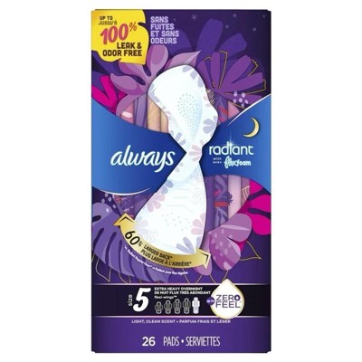 Always Radiant Overnight Sanitary Pads With Wings - Scented - Size 4 ...