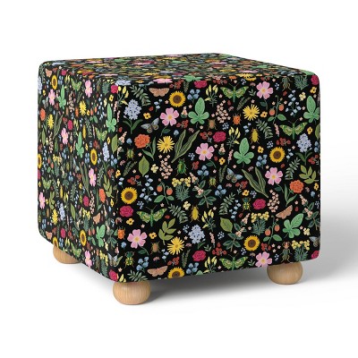 Rifle Paper Co. X Target Storage Bench Curio: Floral Upholstered, Pine ...