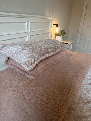 Twin/twin Xl Arabella Crushed Velvet To Faux Shearling Soft Reversible ...