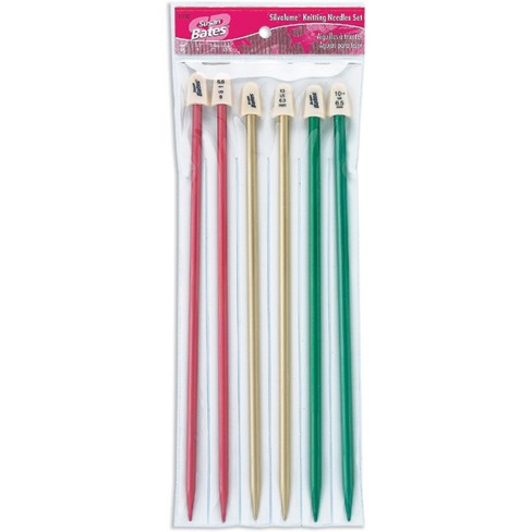 Susan Bates Silvalume Single Point Knitting Needles 10" Set-sizes 9 To ...