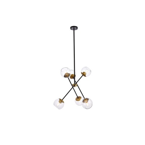 Elegant Lighting Axl 24 Inch Pendant In Black And Brass With Clear ...