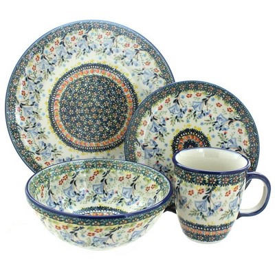 Blue Rose Polish Pottery Blue Violet 16 Piece Dinner Set : Target