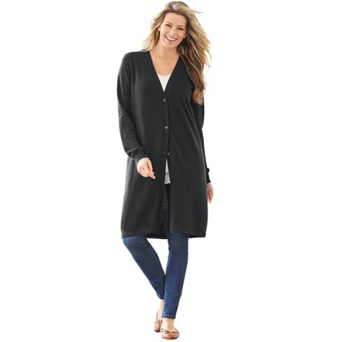 Woman Within Women's Plus Size Perfect Cotton Duster - 18/20, Black ...