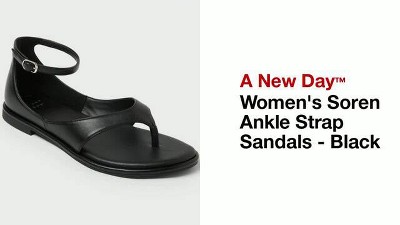 Women's Soren Ankle Strap Sandals - A New Day™ Black 9.5 : Target