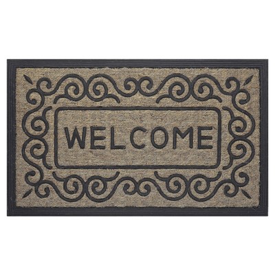Kate Aurora Welcome Scroll Designed Coir Bristled Outdoor All Season ...