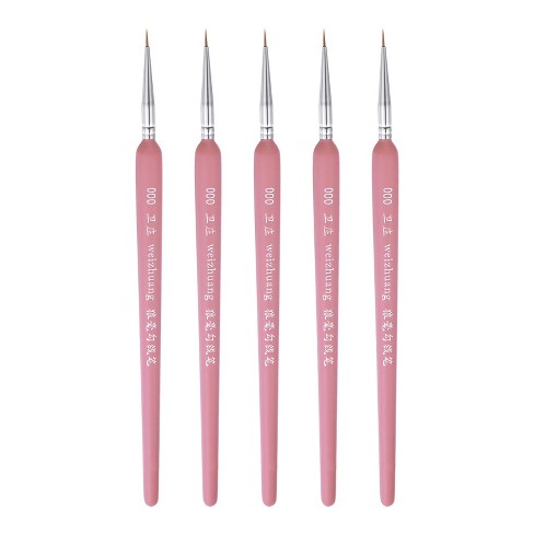 Unique Bargains Detail Paint Nylon Miniature Brush 5 Pcs Pink 000# 6mm ...