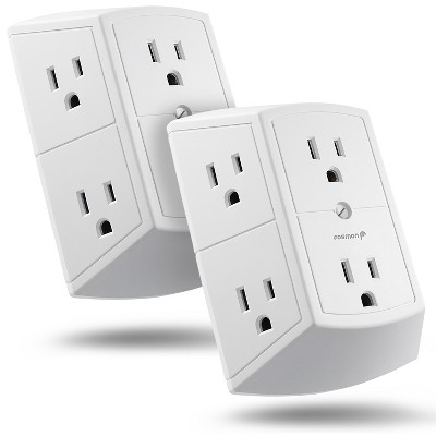 Fosmon Three Sided 6 Outlet Extender Space Saving Wall Tap, Etl Listed ...