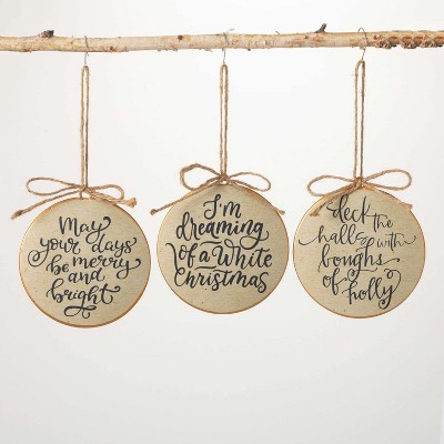 Script Disc Ornament Multicolor 6"H Metal Set of 3 : Target